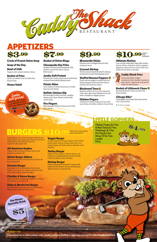 Caddy Shack Restaurant | Menus