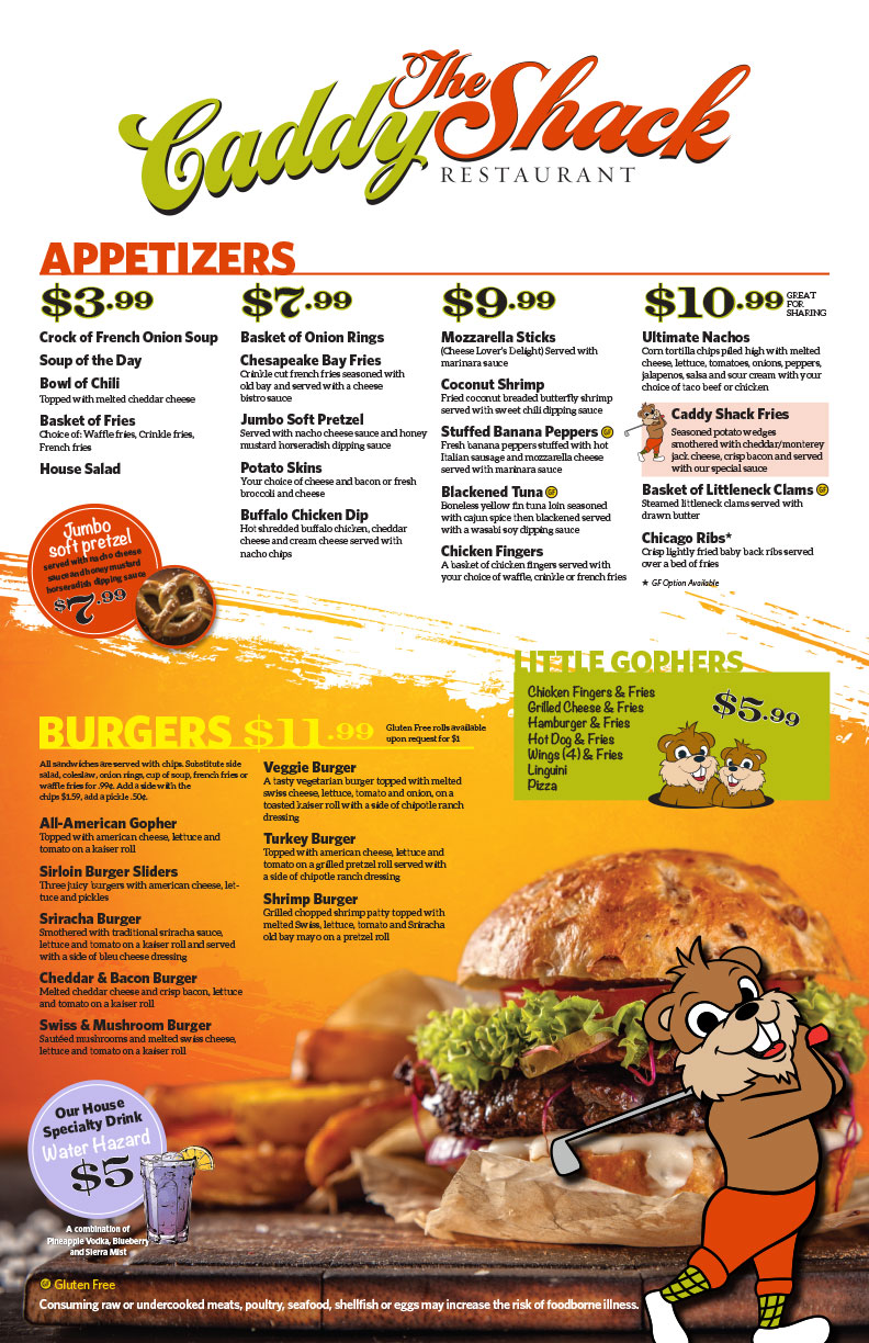 Caddy Shack Restaurant | Menus
