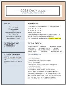 Caddy Shack Restaurant | Menus