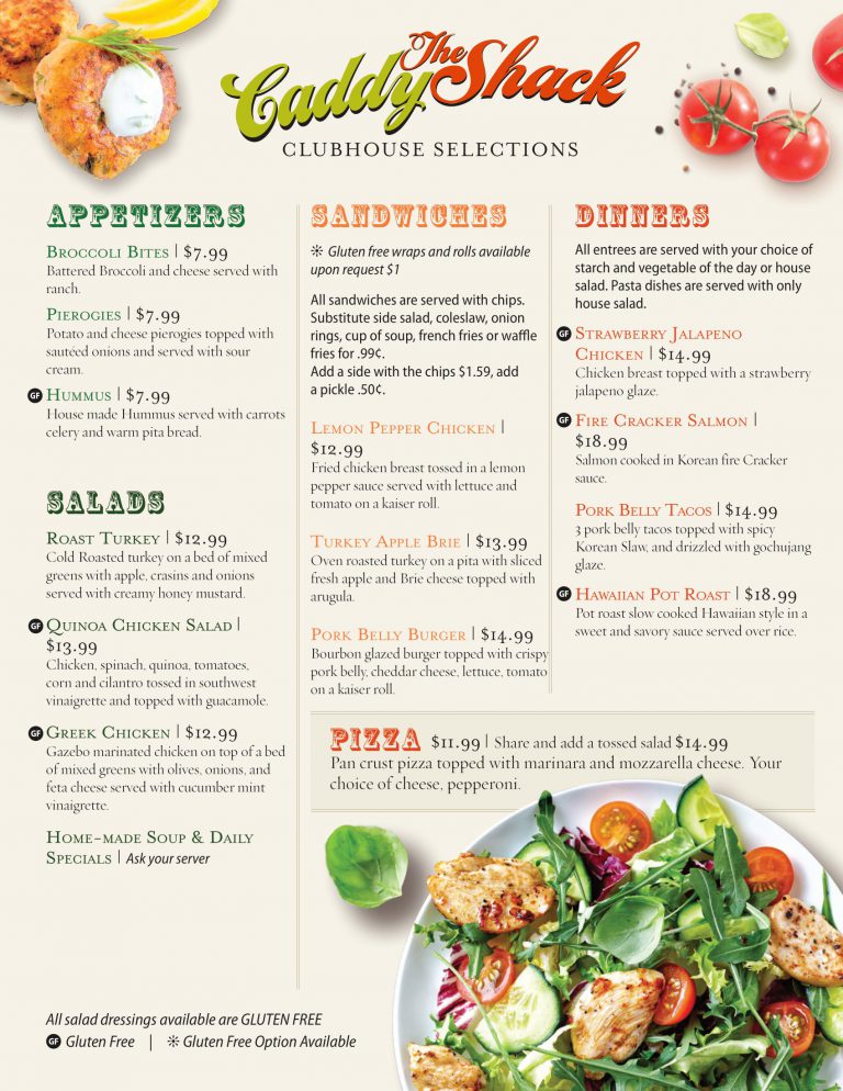 Caddy Shack Restaurant | Menus