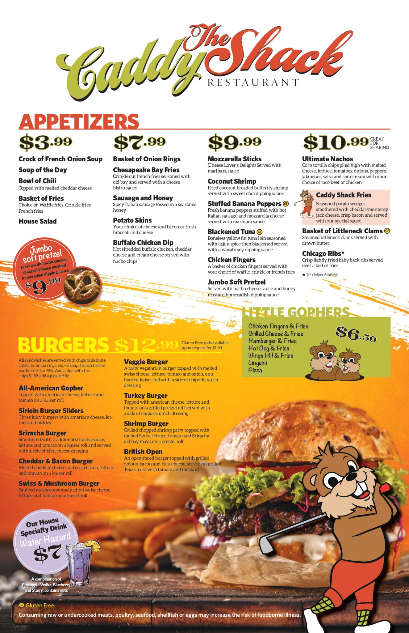 Caddy Shack Restaurant | Menus