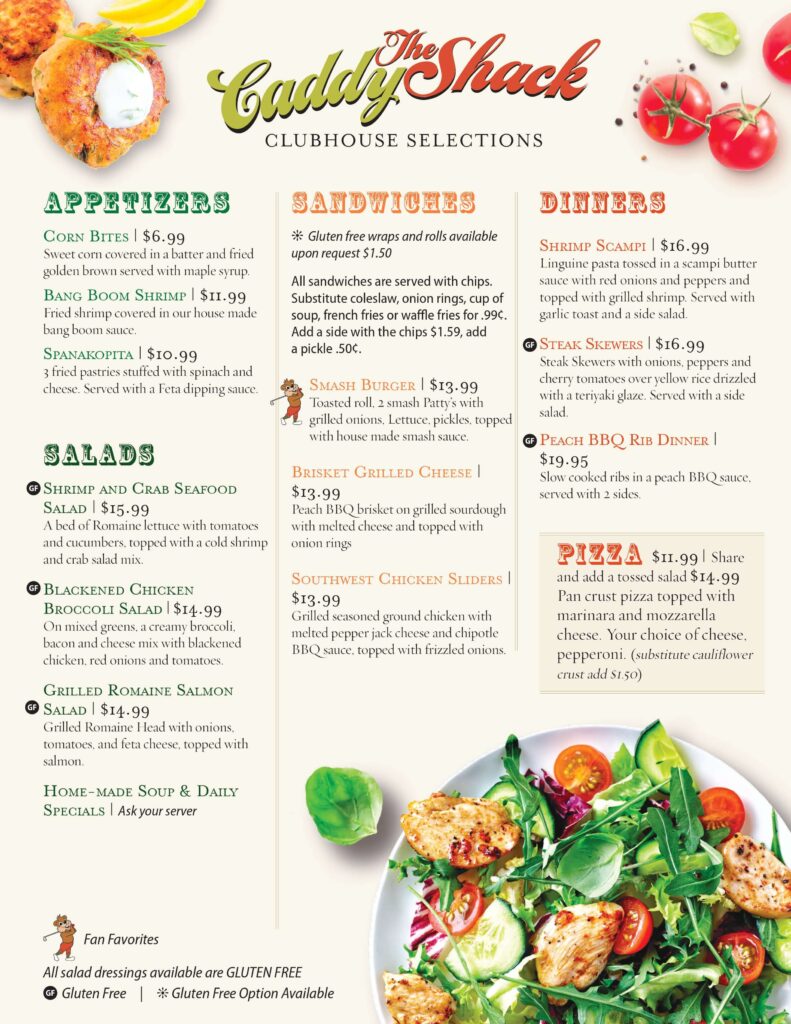 Caddy Shack Restaurant | Menus