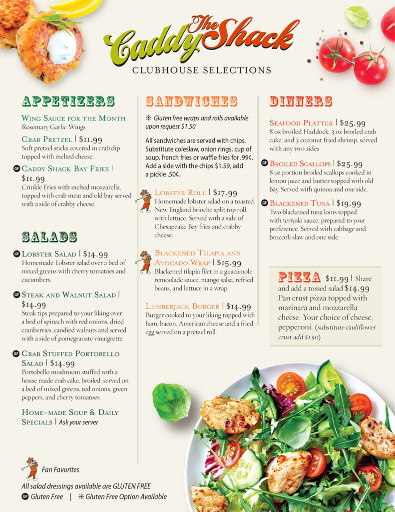 Caddy Shack Restaurant | Menus