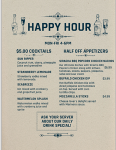 Caddy Shack Restaurant | Menus