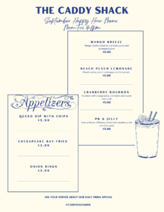 Caddy Shack Restaurant | Menus