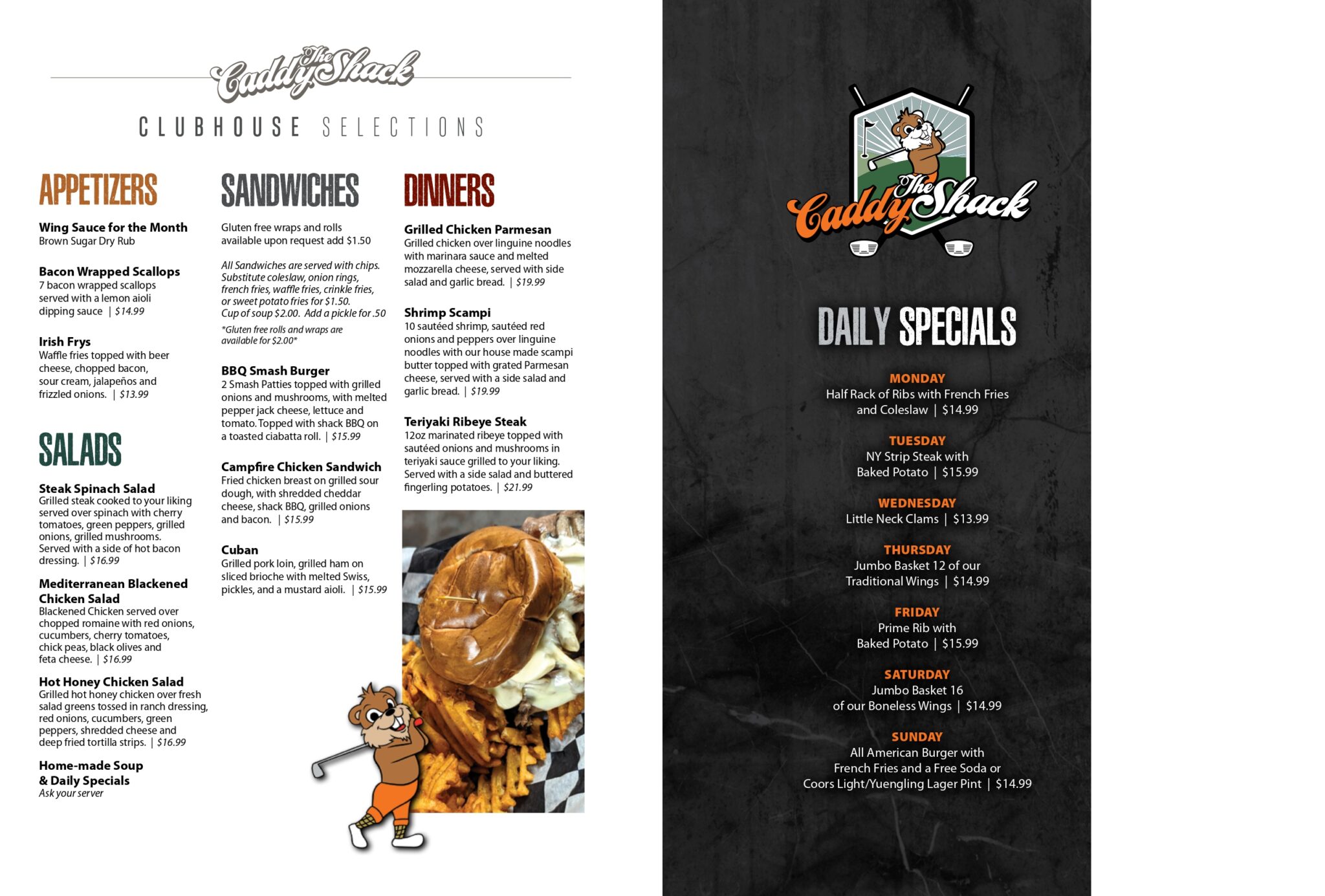 Caddy Shack Restaurant | Menus