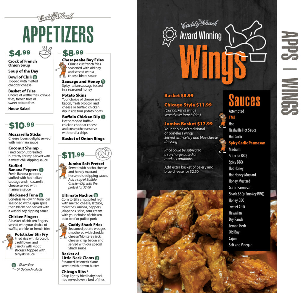 Caddy Shack Restaurant | Menus