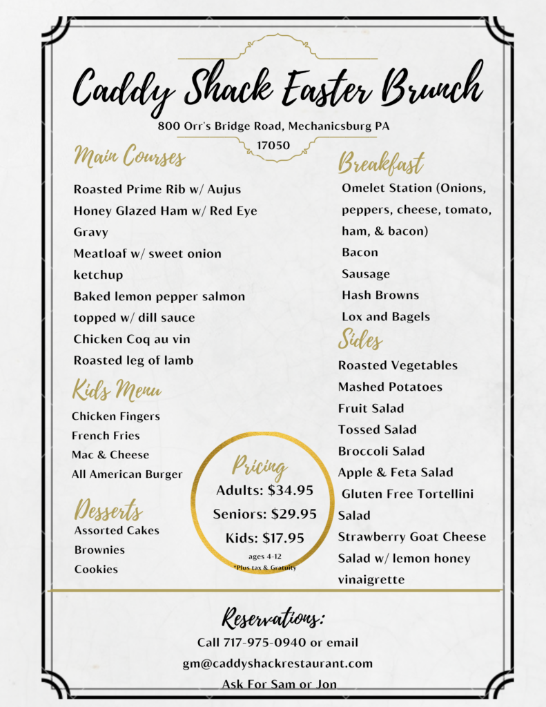Caddy Shack Restaurant | Menus